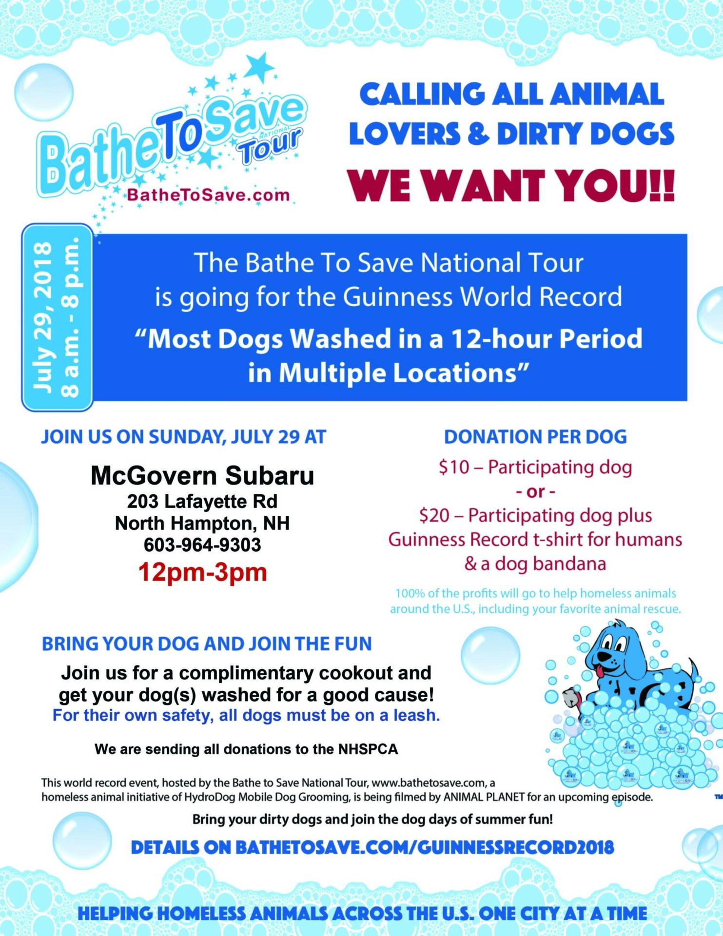 Bathe to Save Guinness World Records Participant Flyer - NHSPCA
